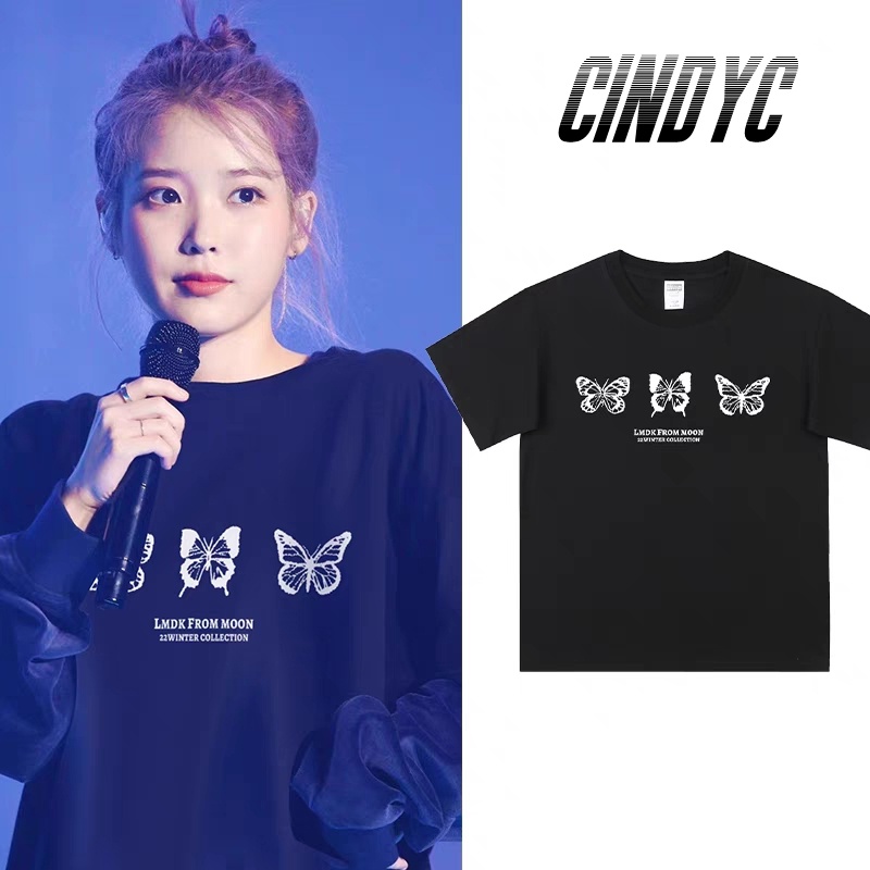 Harajuku Korean Style Ins Summer Loose Couple IU Butterfly Top Women's ...