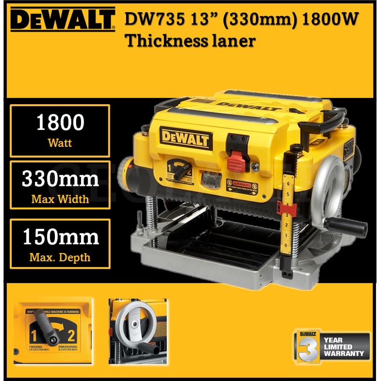 DEWALT DW735 1800W 13 inch / 330mm, 2-Speed Thickness Planer | Shopee ...
