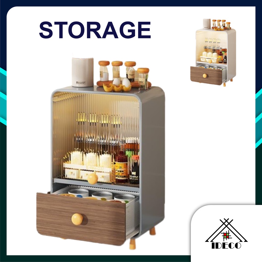 IDECO Kitchen & Cosmetic DustProof Locker Storage Rack Multi-Functional ...