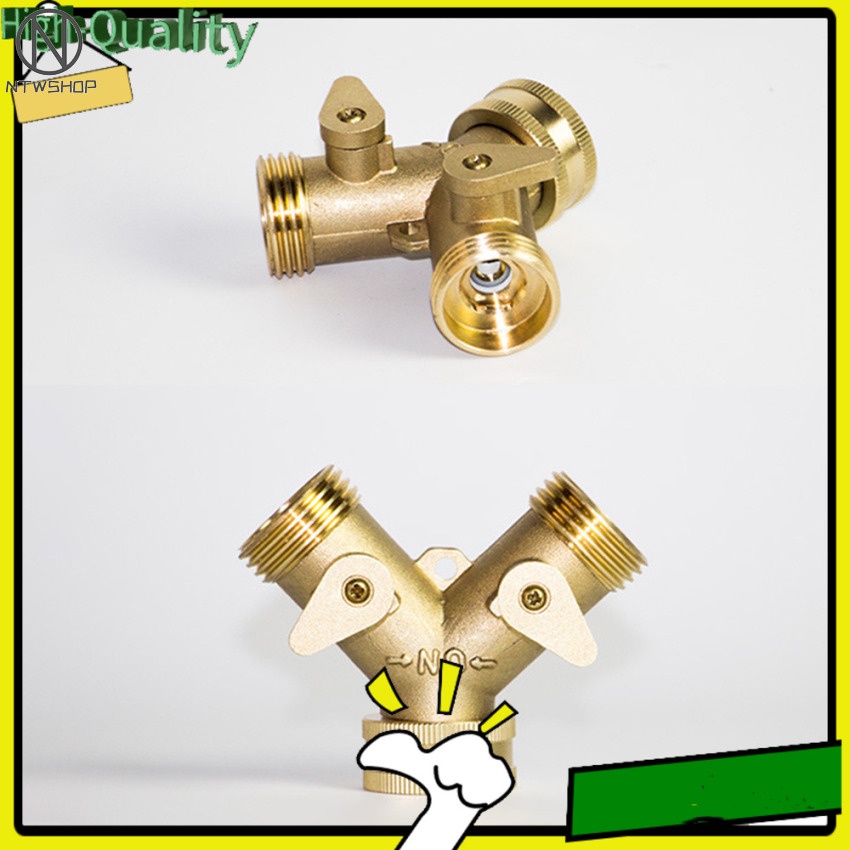 Heavy Duty Brass 2 Way Garden Tap Splitter Y Hose Splitter 3/4" Tap ...