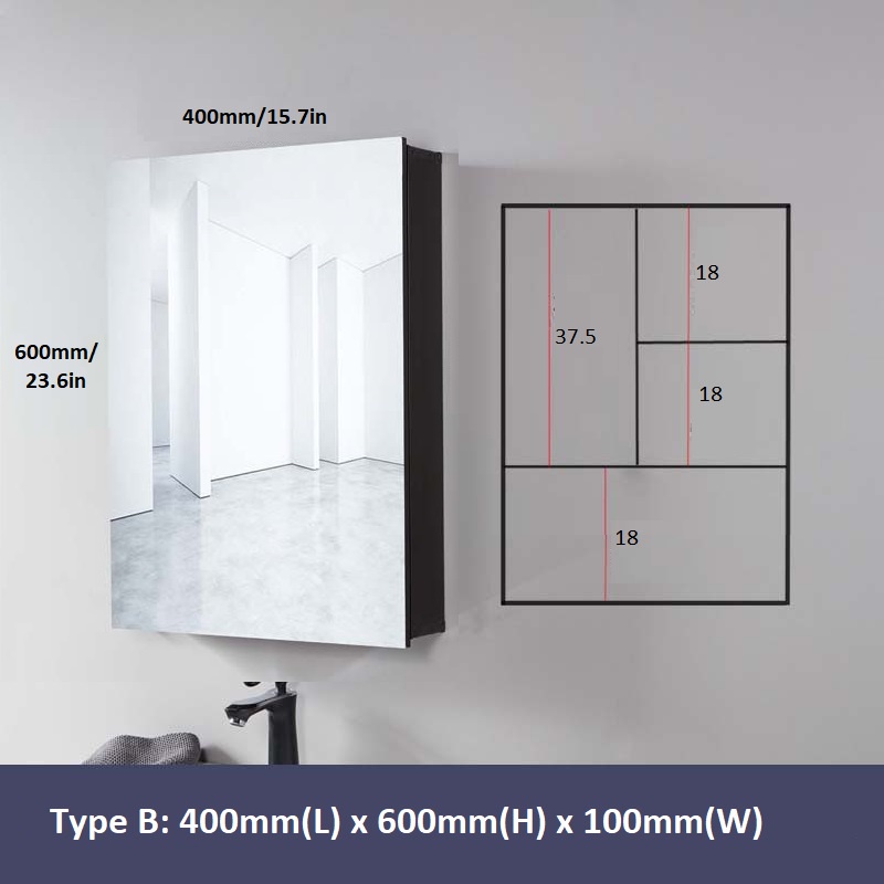 LUXE Kabinet Toilet Aluminum Bathroom Cabinet with Mirror Large Storage ...