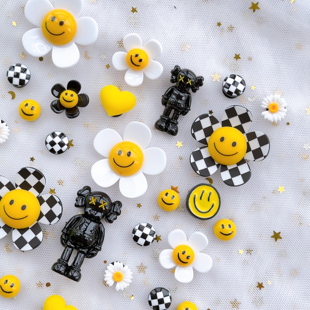 INS Checker Series Set cros /Jibbitz Charm Button DIY Accessories For ...