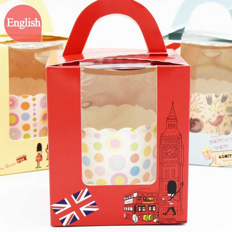 1 Piece Transparent Window Portable Cup Cake Box Muffin Box Cup Cake ...