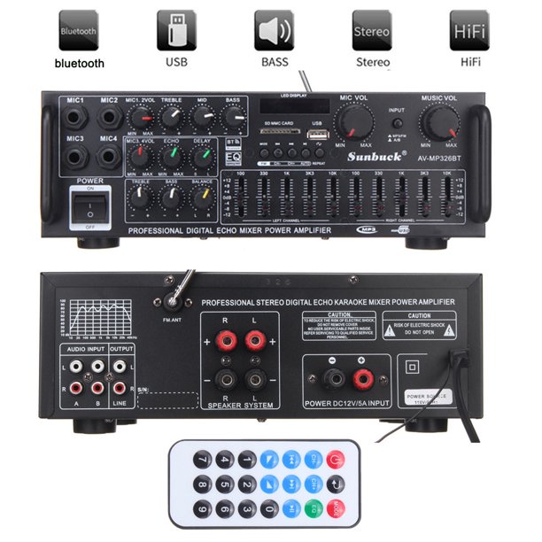 SUNBUCK AV-MP326BT Professional Digital Echo Mixer Amplifier Home ...