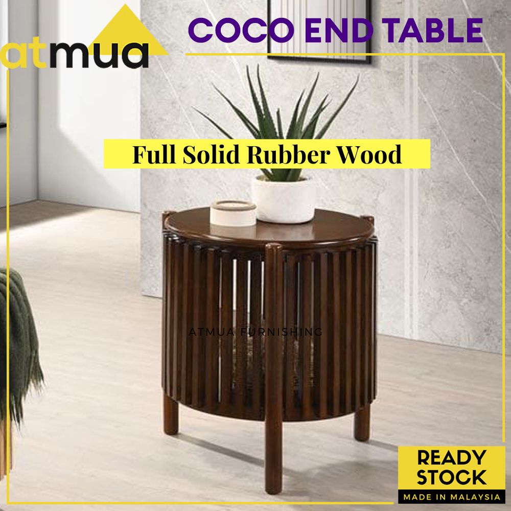 Atmua Furniture Coco End Table Storage Table Full Solid Rubber Wood Designer Choice | Shopee ...