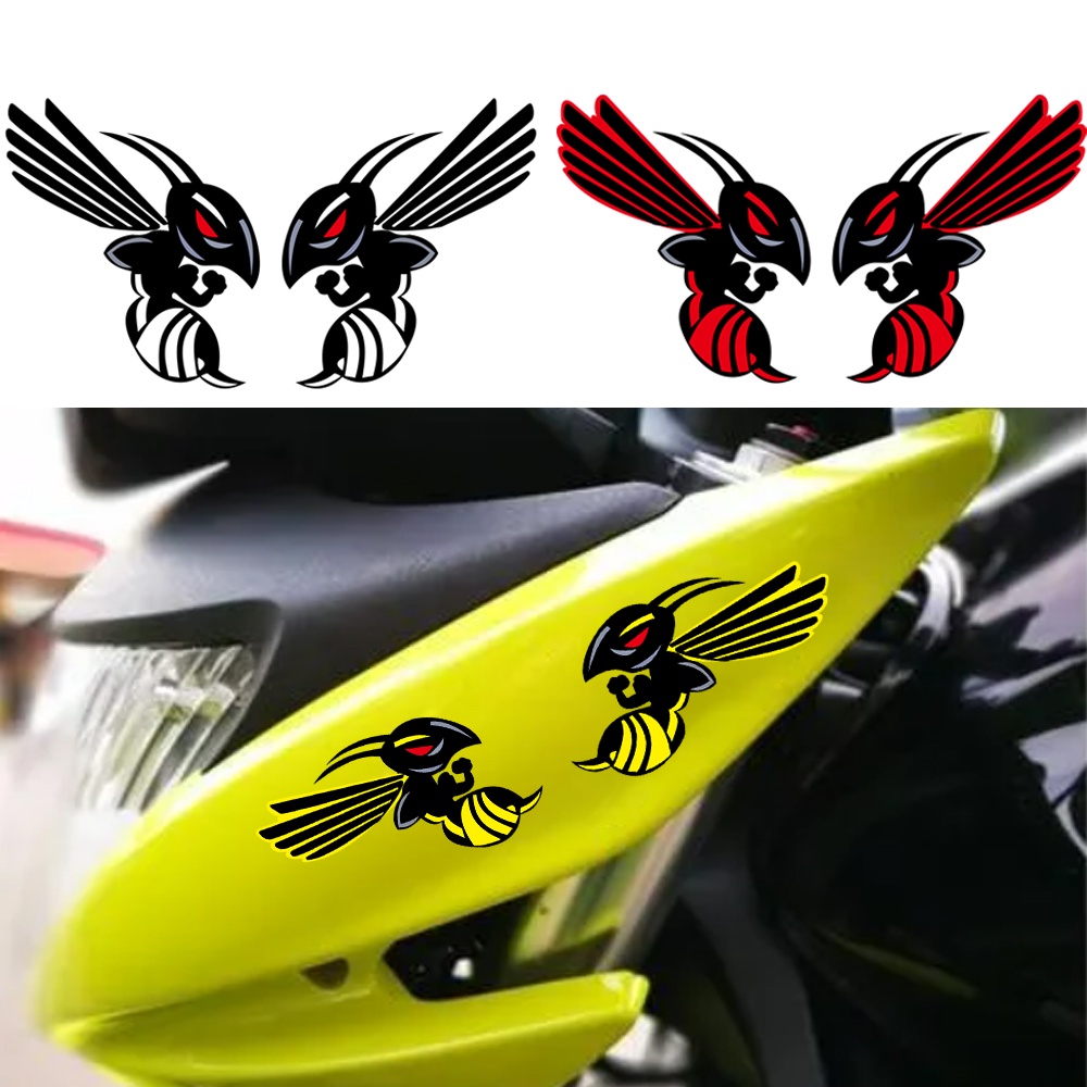Reflective Angry Bee Honeybee Motorcycle Sticker JDM Cartoon Motocross ...