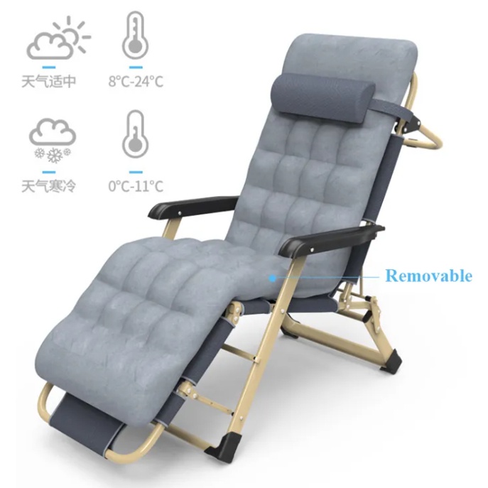 Foldable Bed Chair Recliner Chair Beach Chair Cotton Pad Removable Bed ...