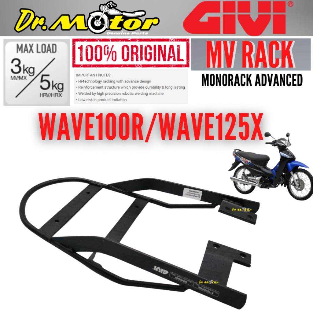 WAVE100R WAVE125X ULTIMO WAVE100 R WAVE125 X GIVI MV MONORACK ADVANCE MONO RACK CARRIER BELAKANG ...