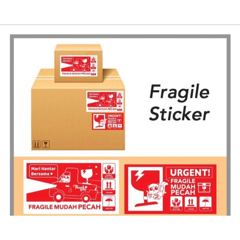 Cat Design Fragile Sticker x 1piece (Big 13cm x 7cm) / (Small 9cm x 5cm ...