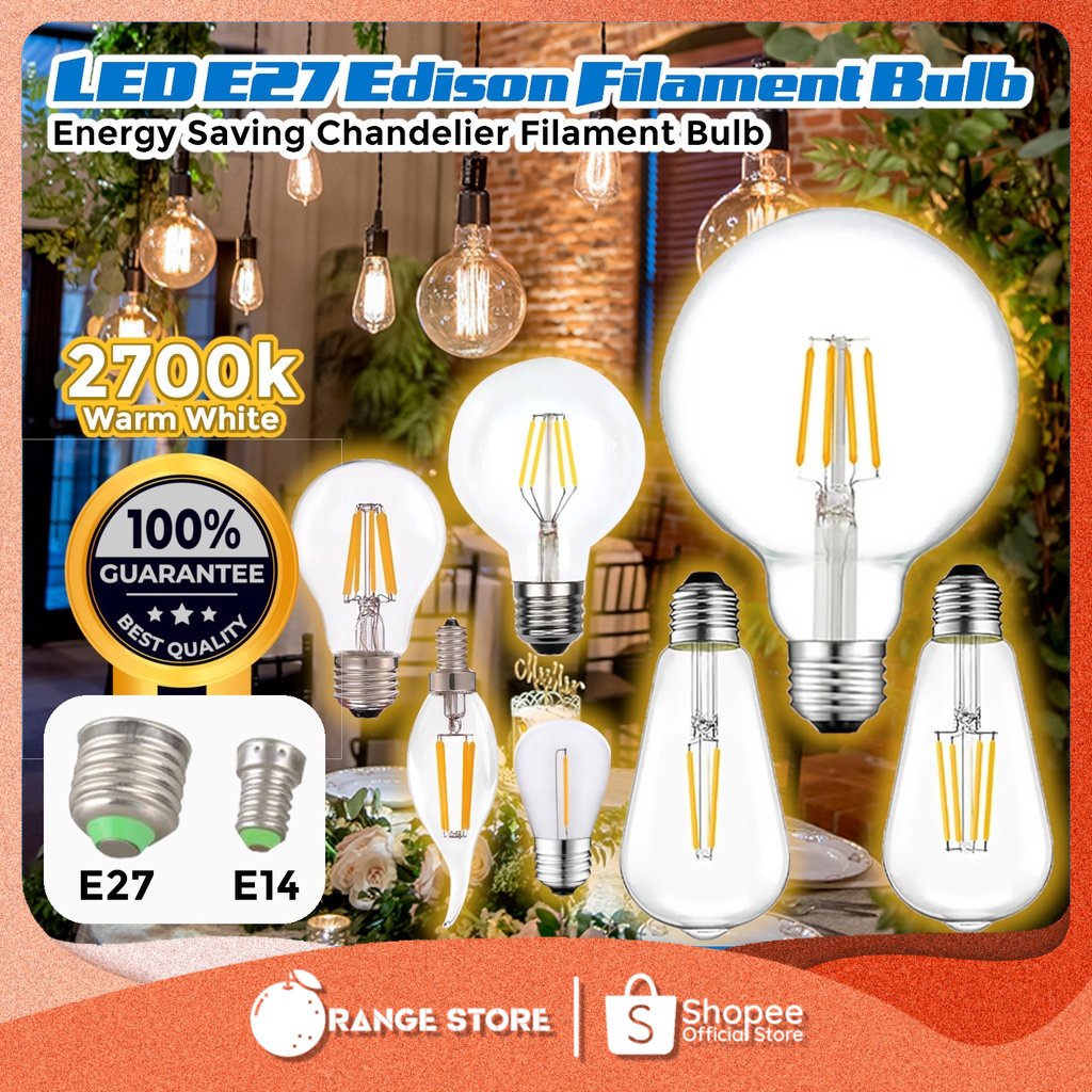 LED Edison Filament Bulb 2W 4W E14 E27 LED Candle Bulb Retro Vintage ...