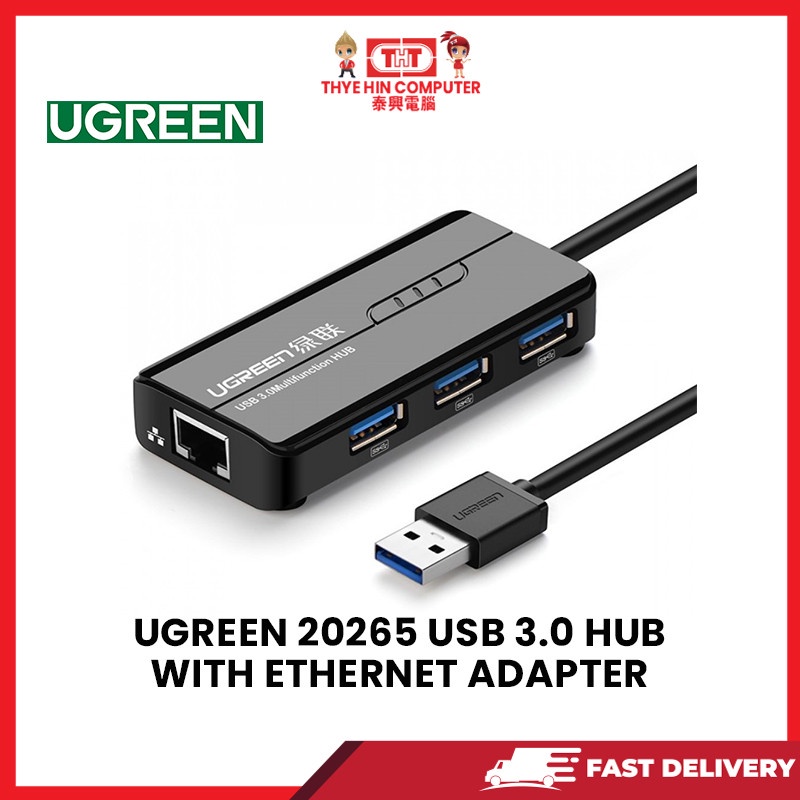 UGREEN 20265 USB 3.0 HUB WITH ETHERNET ADAPTER | Shopee Malaysia