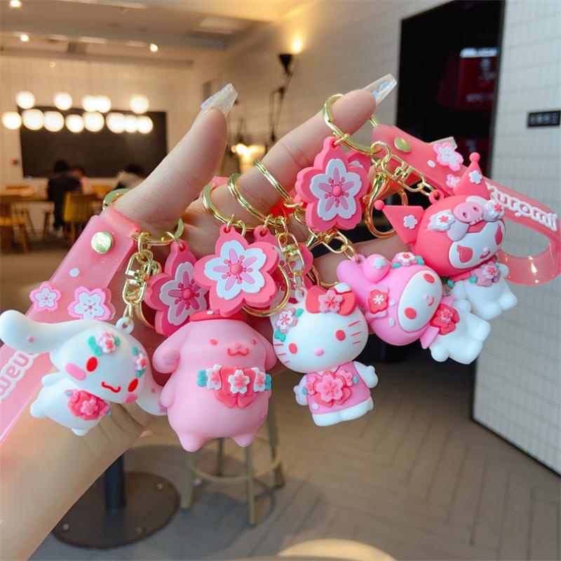 Sakura Sanrio Doll Keychain Kuromi Hello Kitty Melody Kawaii Cartoon ...