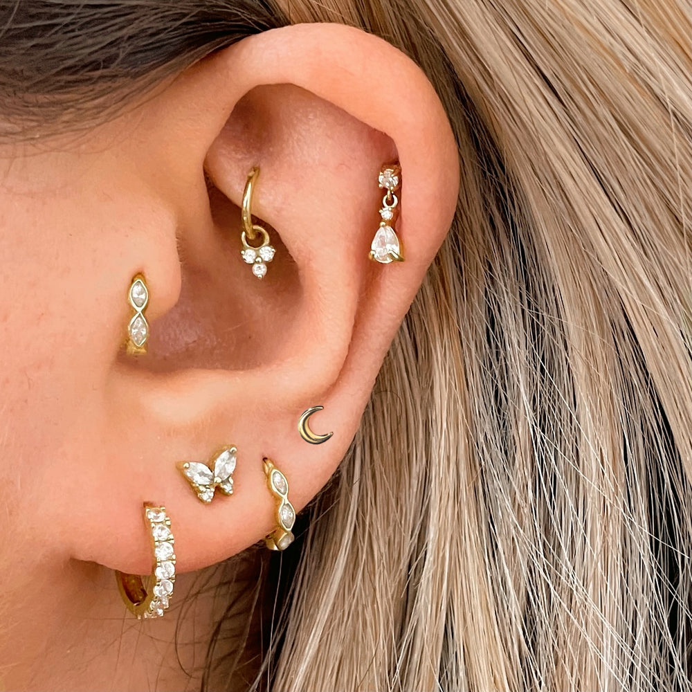 Helix Butterfly Piercing Earrings Women Zircon Mini Cartilage Moon ...