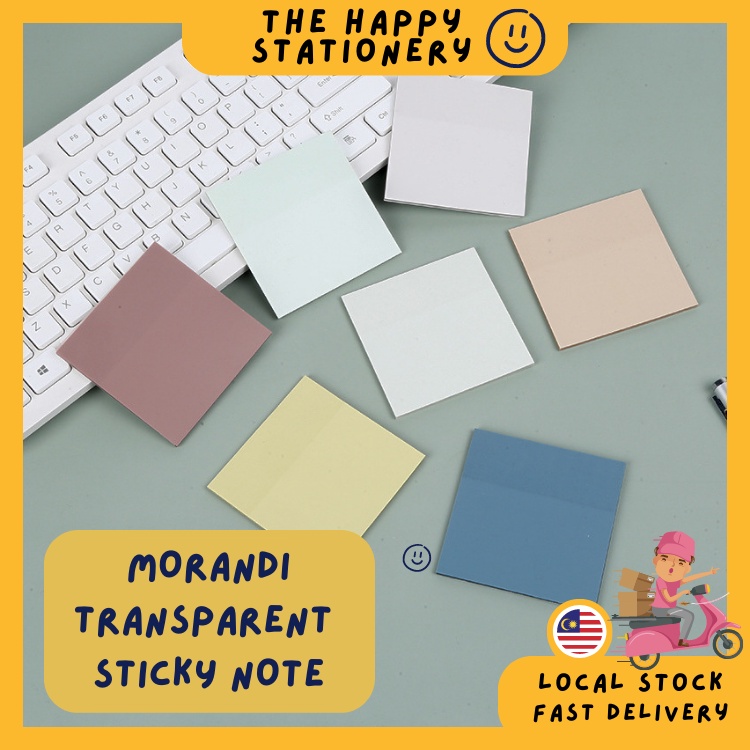 [Ready Stock ]50Pcs/Set Transparent Morandi Sticky Notes Waterproof ...