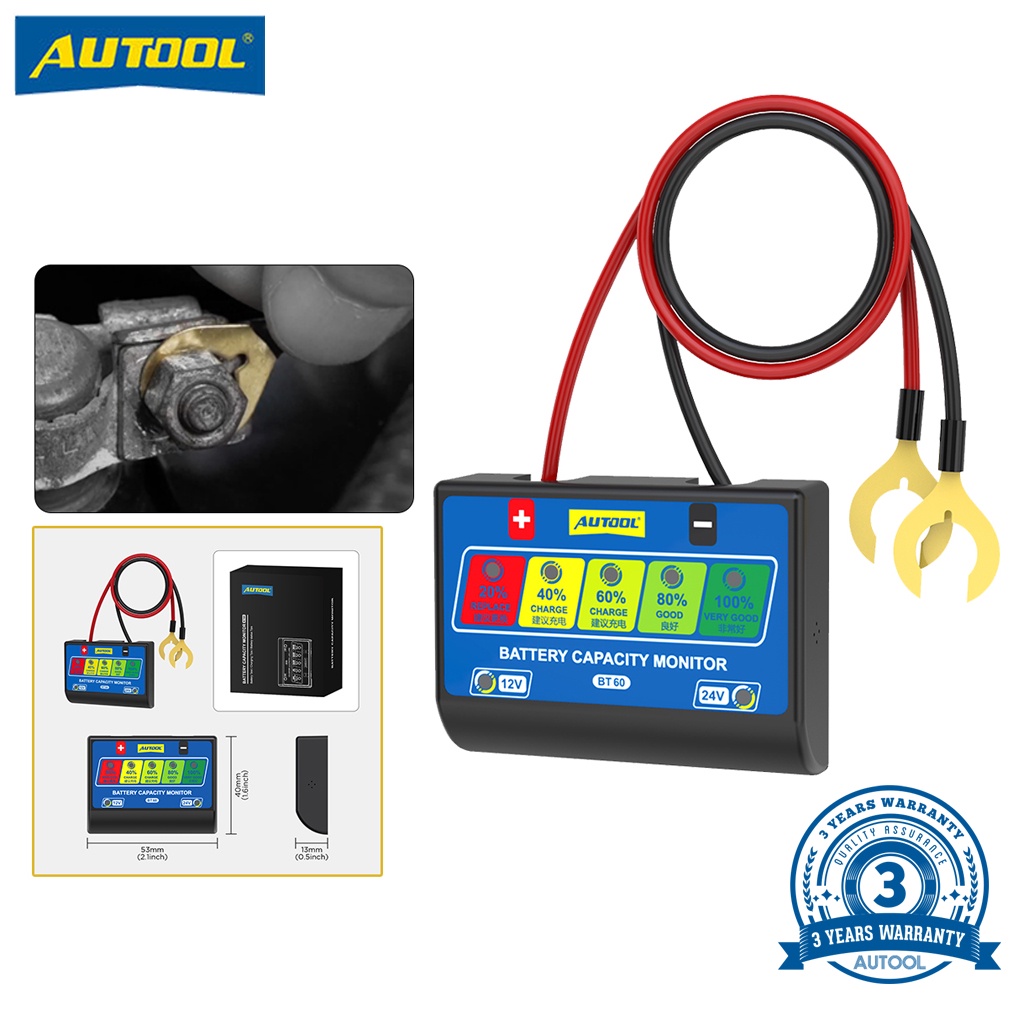 AUTOOL BT60 12V/24V Car Battery Tester Cranking Charging Circut Tester ...