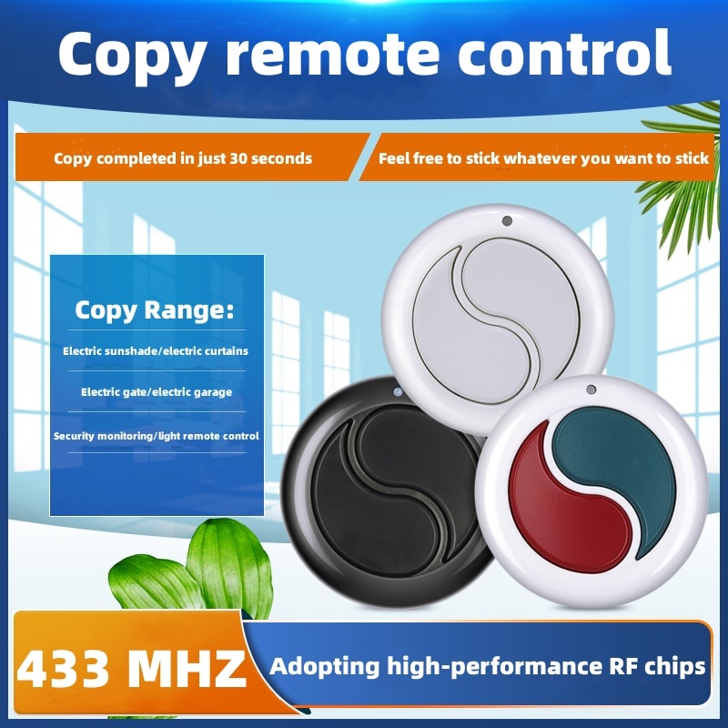433MHz Remote Control 2 Keys RF Copy Garage Gate Door Wireless Transmitter Key 433.92Mhz Copy ...