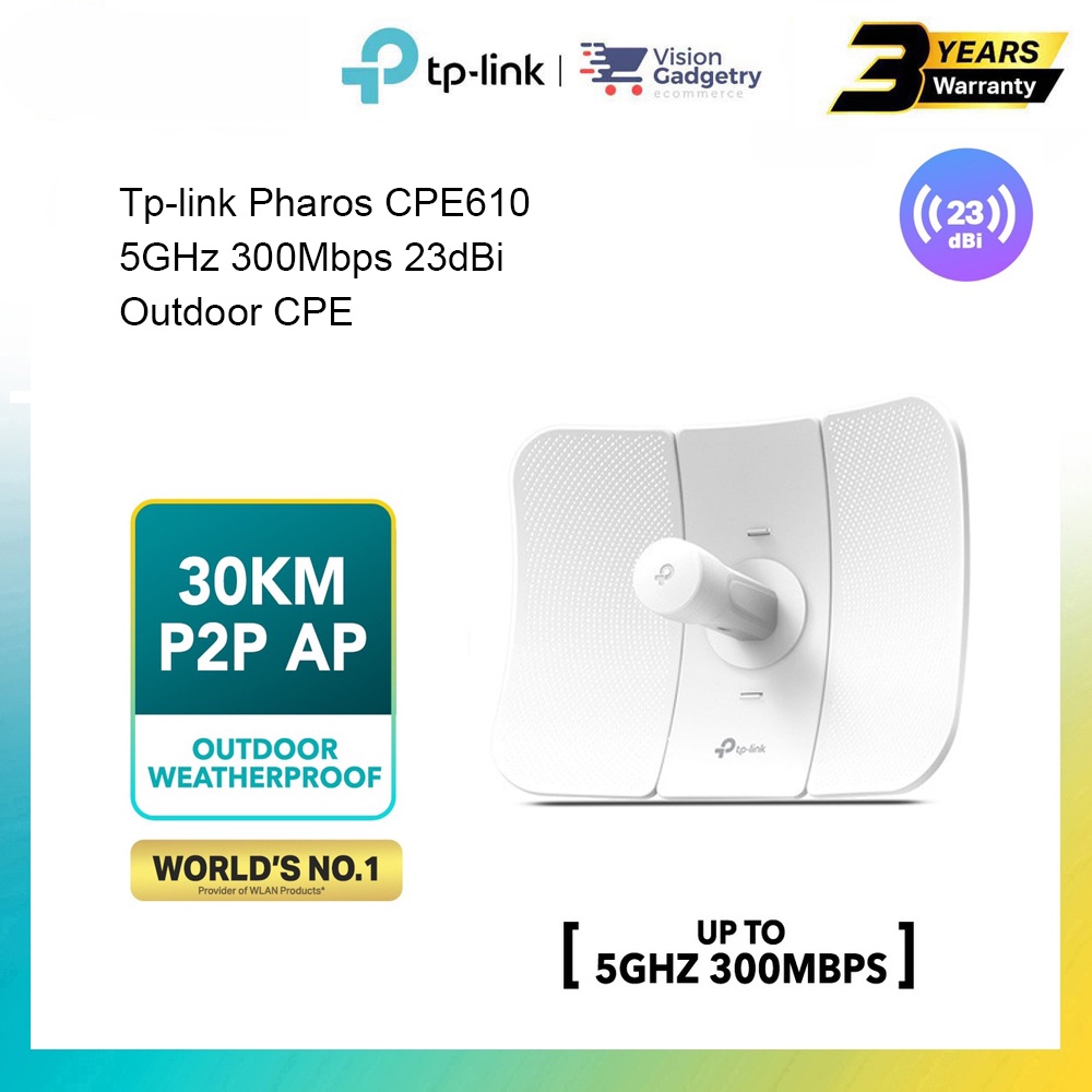 TP-Link Pharos CPE610 CPE710 5GHz 300Mbps AC 867Mbps 23dBi Outdoor CPE ...