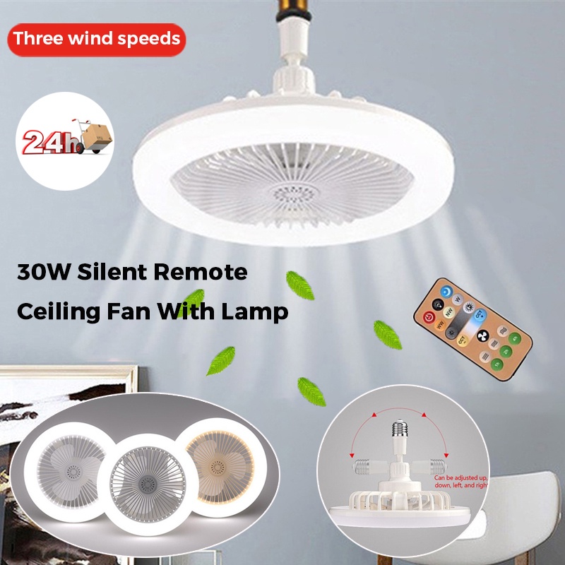 2 IN 1 Silent Ceiling Fan With Lamp 30W Mini Light Fan Remote Control ...