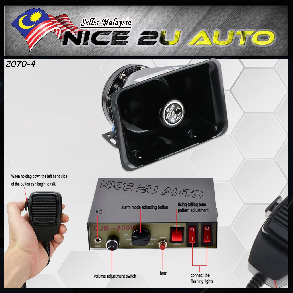 Emergency Siren With Talking Mic 200 Watts Loud Model 8 Tones | Shopee ...