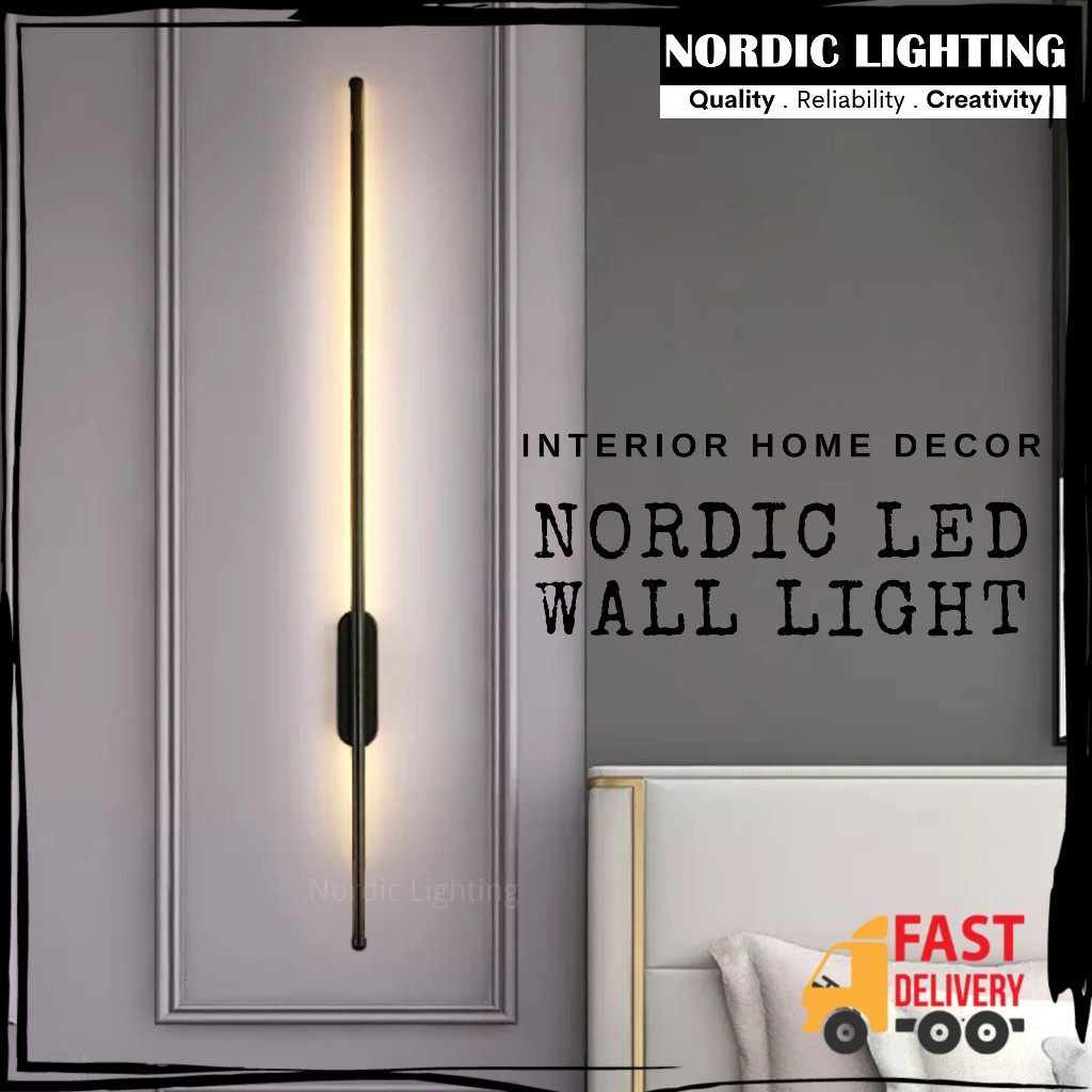 Nordic Minimalist Linear Tube LED Wall Light Indoor Decor Bedroom ...