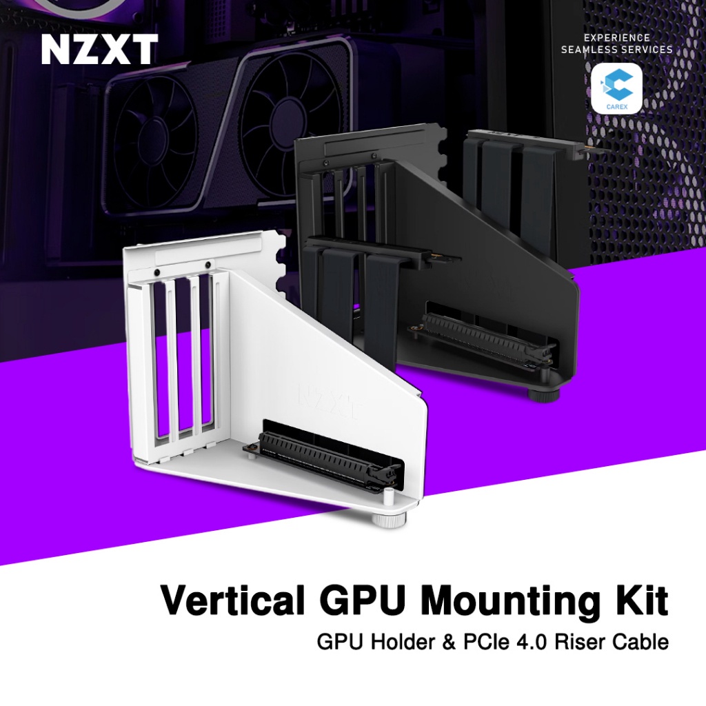 # NZXT Vertical GPU Mounting Kit - GPU Holder & PCIe 4.0 Riser Cable ...