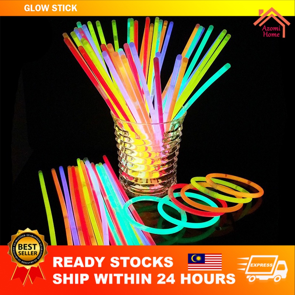 100pcs Mix Color Glow Sticks Bracelets Necklaces Fluorescent Neon Light ...