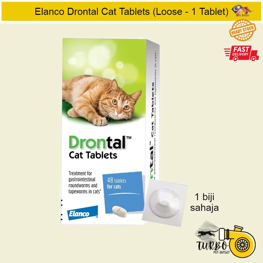 (ORIGINAL) Elanco / Bayer Drontal Cat Tablets / Cat Deworm / Ubat ...