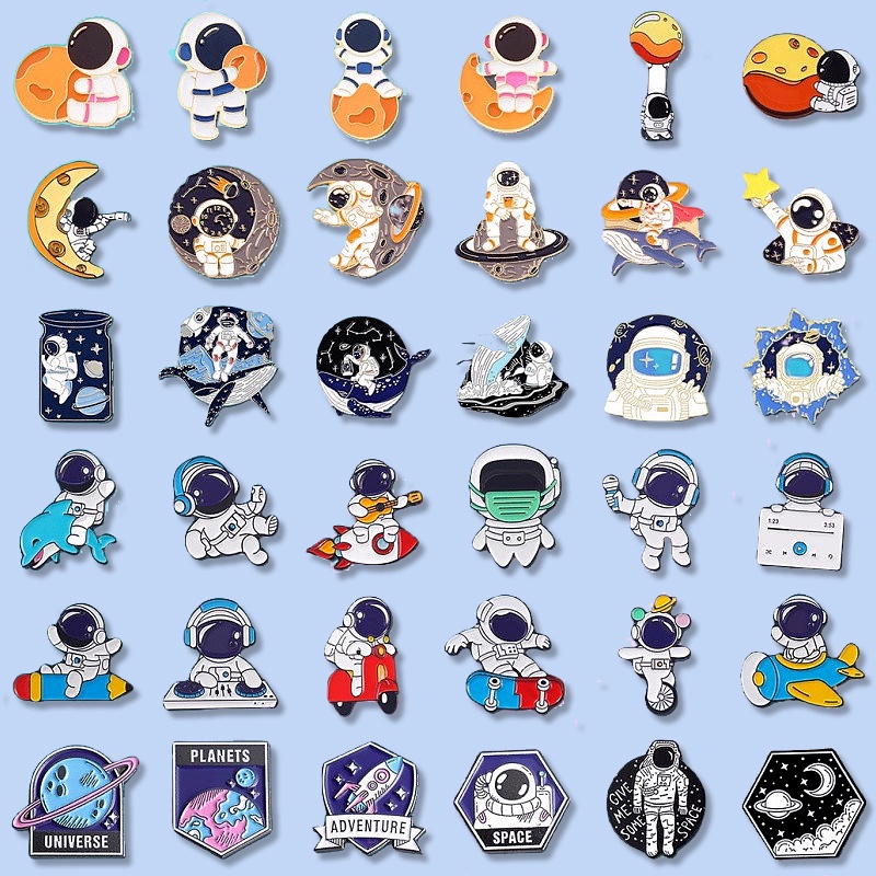 Creative Astronaut Series Lapel Brooch Cute Cartoon Spaceman Enamel Pin