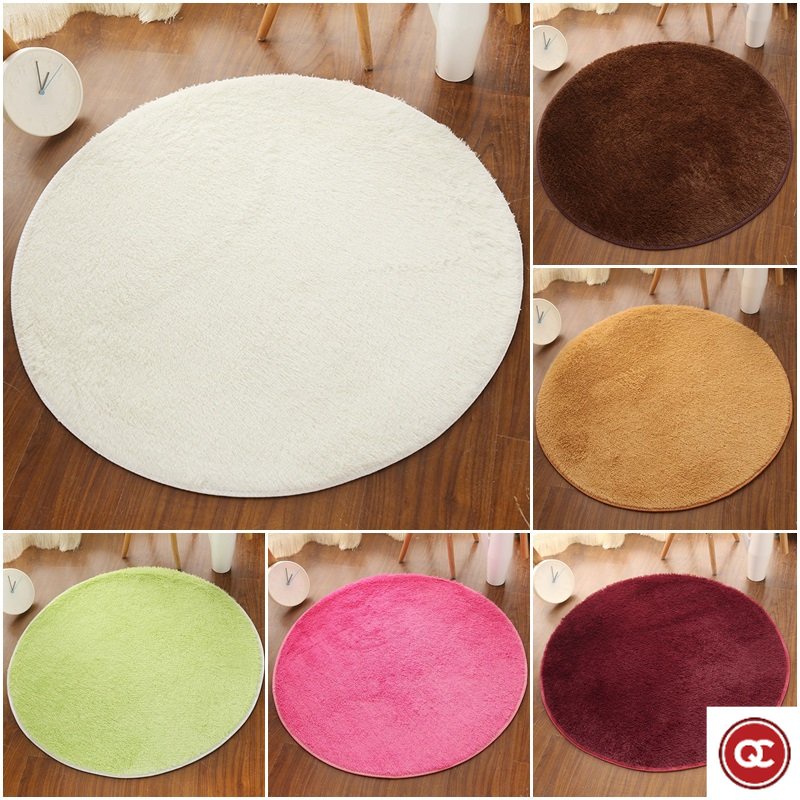 QC Plush Round Carpet Solid Color Floor Mat Bedroom Fluffy Rug | Shopee ...