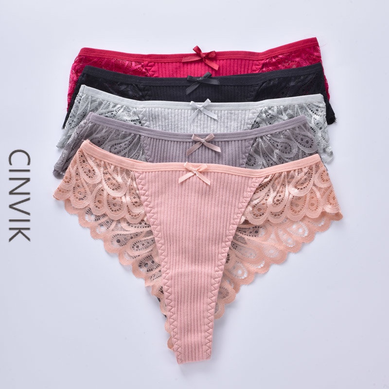 CINVIK Panties Women Thongs Sexy Lace T-back Panties Hollow Out G ...