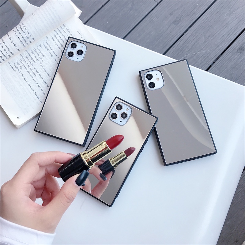 Square Vanity Mirror Case for IPhone 16E 11 12 13 14 15 16 PRO MAX X XR ...