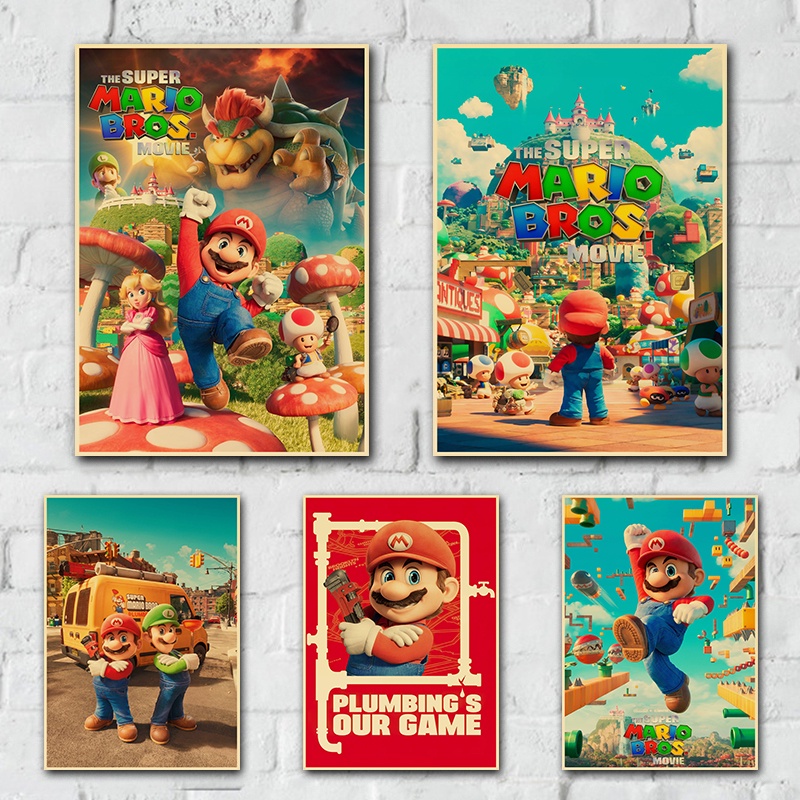 The Super Mario Bros Movie Retro Kraft Paper Poster Decorative Painting ...