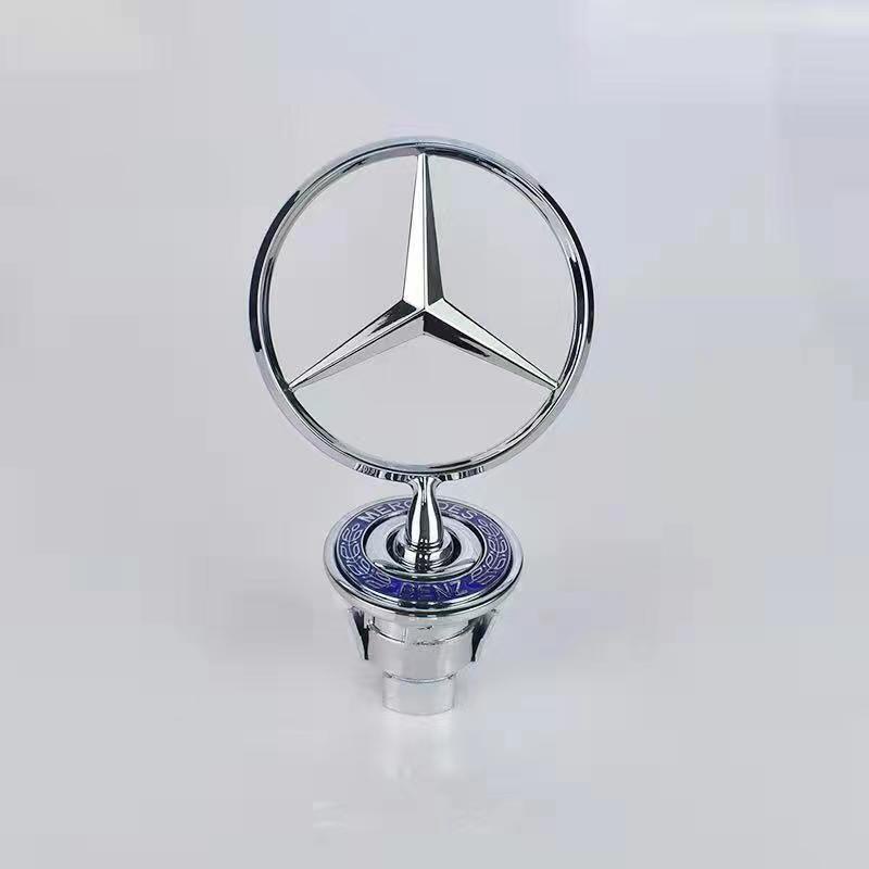 Mercedes Benz Logo Hood Star Emblem Badge Silver& Blue Front Bonnet ...
