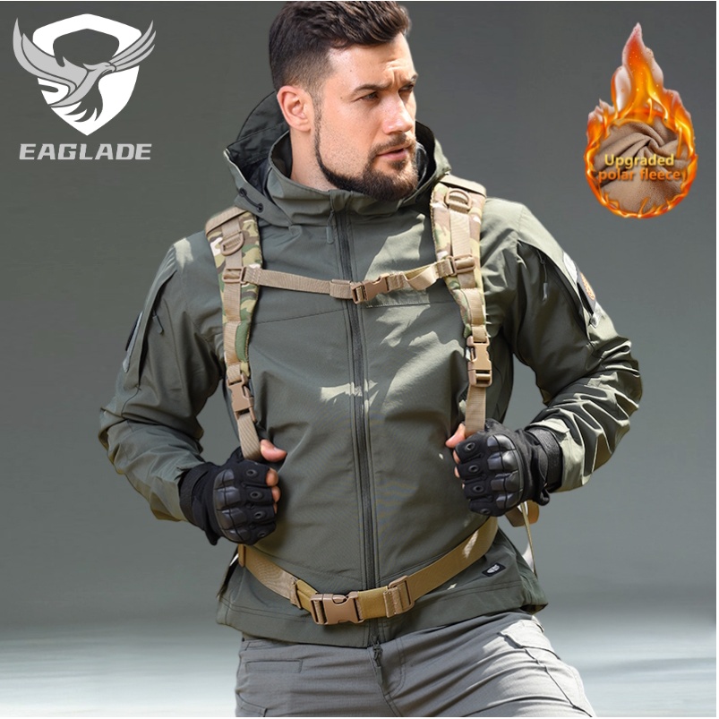 Eaglade Tactical Jacket Men In Green Fleece Soft Shell Waterproof YDJX ...