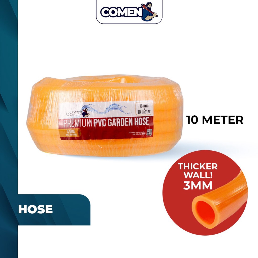 COMEN PVC Chemi Hose 16MM x 10M (3MM Thickness) Orange Garden Water Pipe Paip Hos Air Getah Oren ...