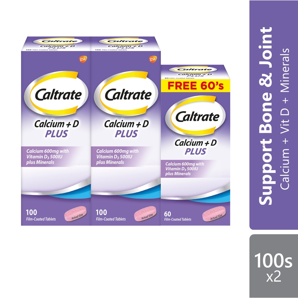 Caltrate 600 Plus Contains Calcium 100s x 2 Free 60s | Bone Health ...