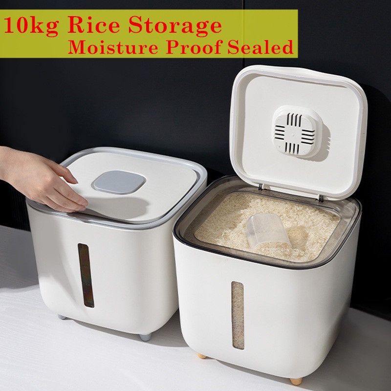 006 Rice Storage 10kg Box Grain Container Household Cereal Rice Bucket ...