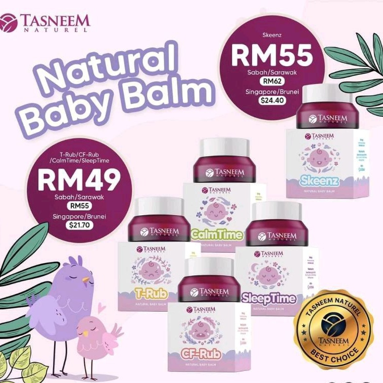 Tasneem Naturel Balm For Baby & Kids - Calm Time, Sleep Time, CF-Rub, T ...
