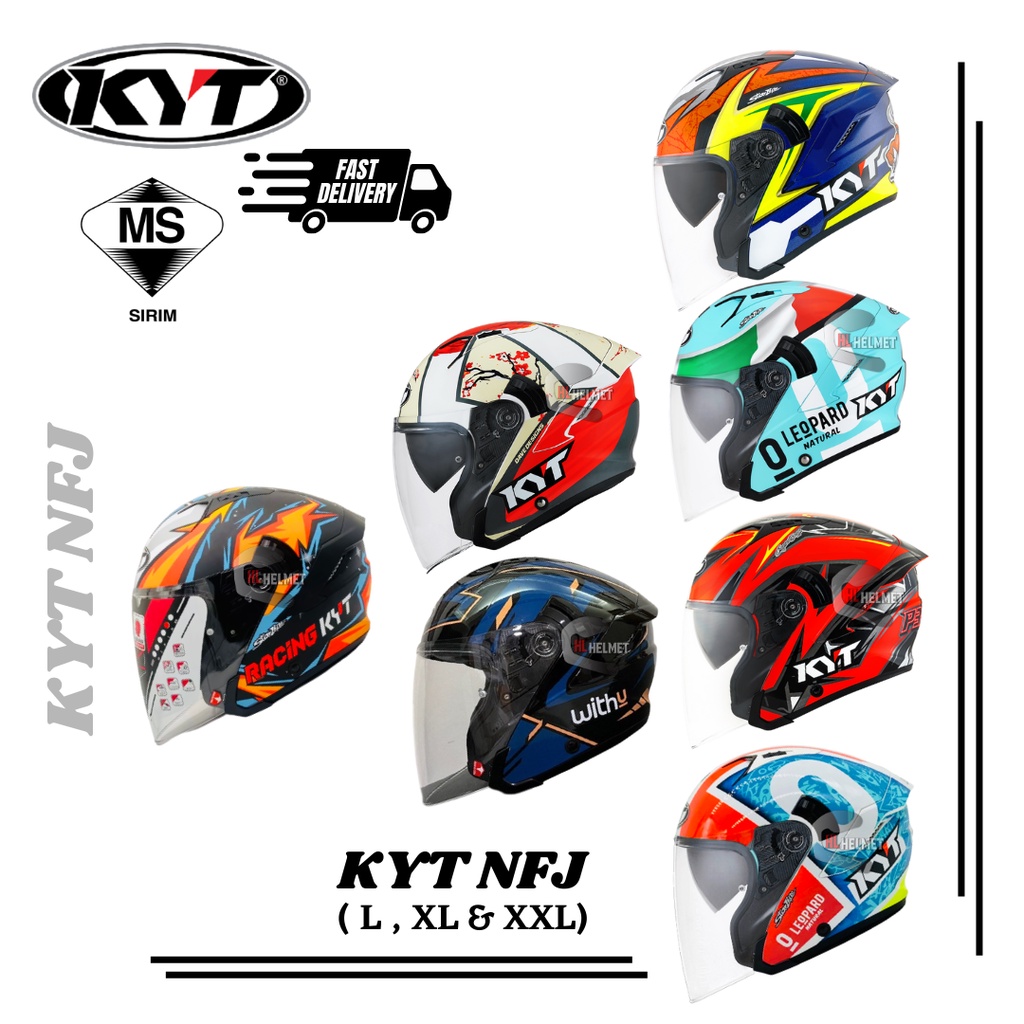 KYT NFJ HELMET DOUBLE VISOR ( DALLA PORTA / LEOPARD / MISANO / PESCAO ...