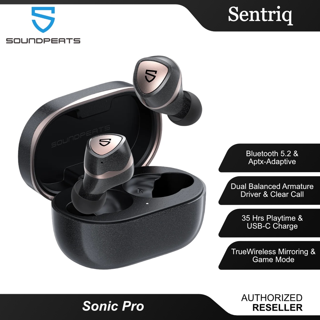 SoundPEATS Sonic Pro Wireless Bluetooth Earphone Black Colour(Original) 1 Year Warranty | Shopee ...