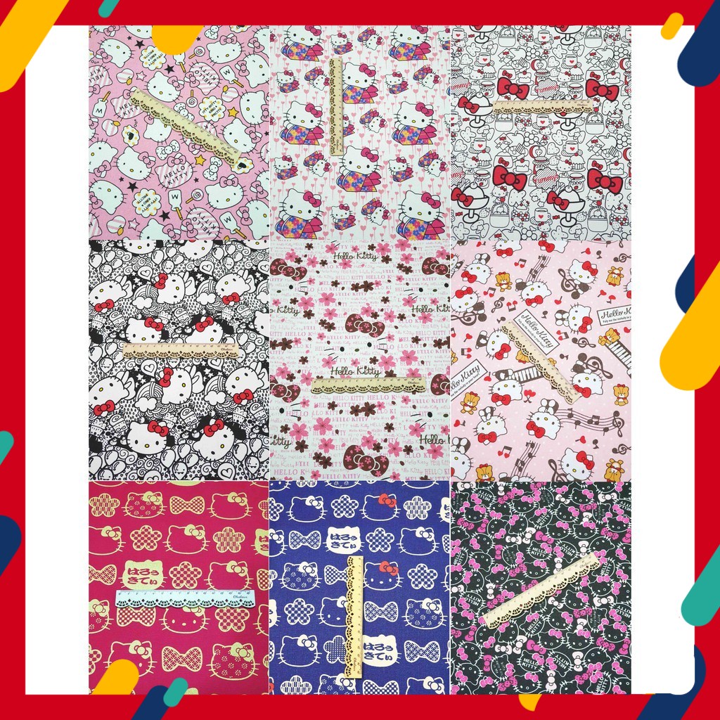 Kain Tebal Hello Kitty Cat Kuching Garfield Owl Cotton Canvas Kain ...