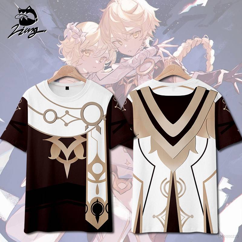 AG Genshin Impact Tshirt Unisex Top Anime Kid Adult Cosplay Lumine ...