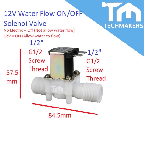 12V Water Solenoid Valve G1/2 1/2" Inch Plastic Electrical Solenoid ...