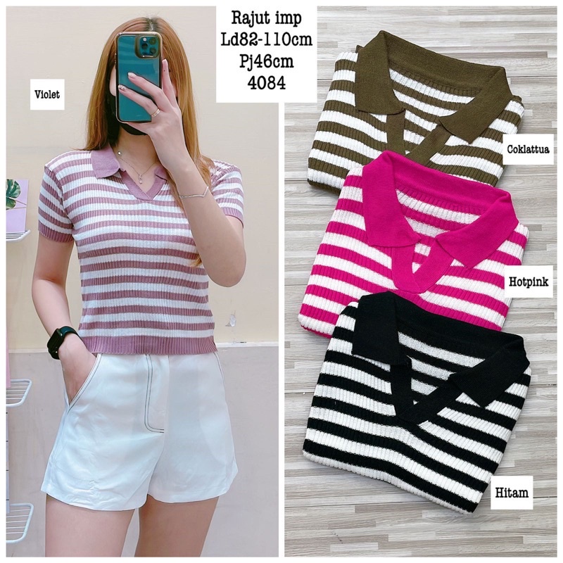 Bf SALUR Knit Polo collar - Vneck Crop Top Blouse - Polo Shirt | Shopee Malaysia