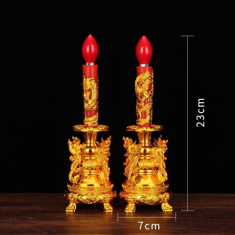 Buddha Lamp Dragon Phoenix Candle Holder Gold Bottom Red Dragon Column ...