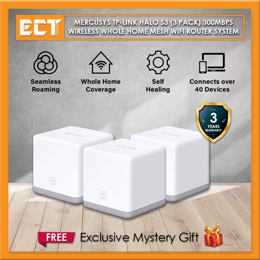Mercusys TP-Link Halo S3 (3 Pack) 300Mbps Wireless Whole Home Mesh WiFi ...