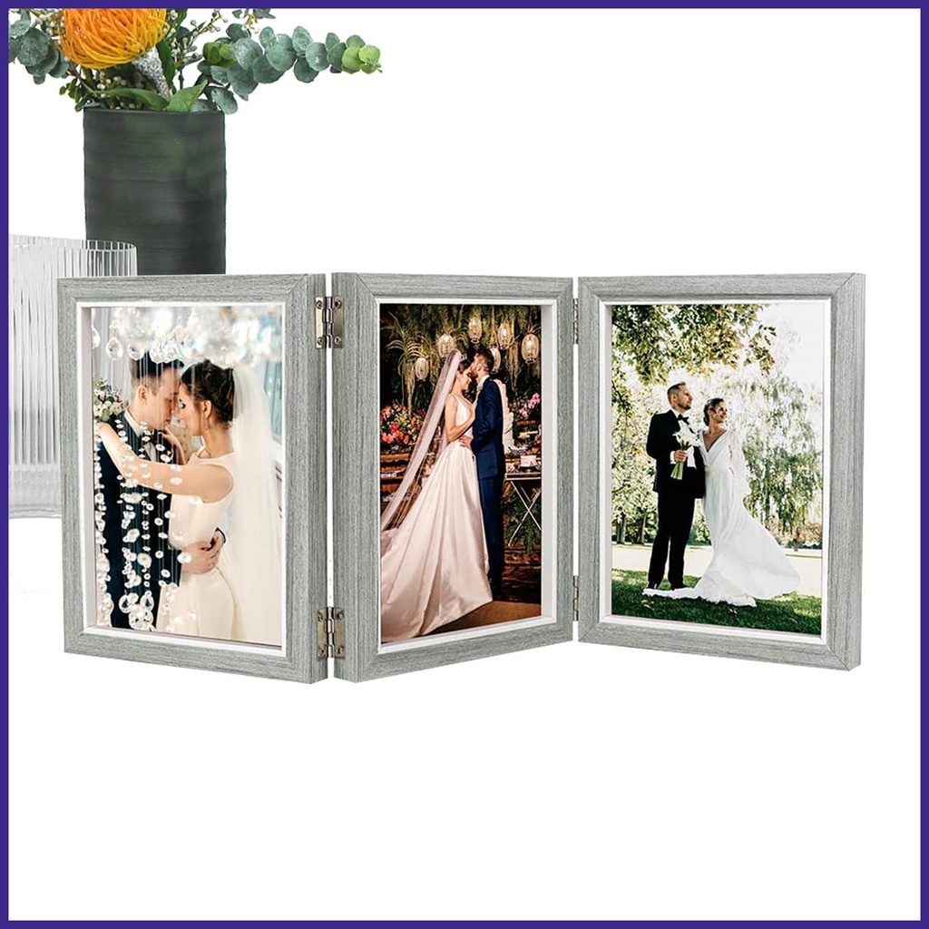 Triple Picture Frame Desk Photo Frame 6 In 7 In 8 InWood Foldable ...