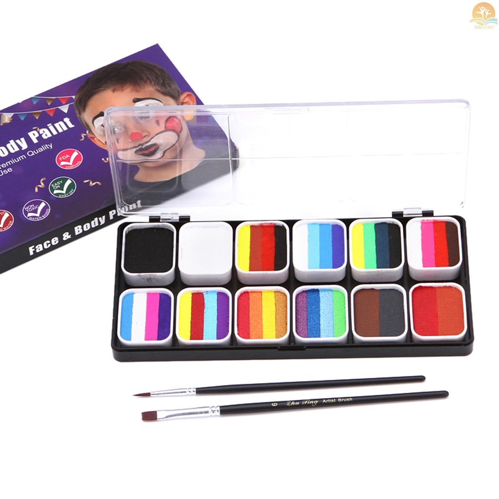 Moom Face Paint Kit Water Activated 30 Colors Set Professional Split ...