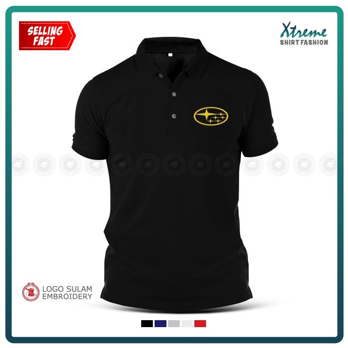 Polo T-Shirt Sulam Subaru WRX STI Logo Gold Emas WRC EJ20 Turbo Rally ...