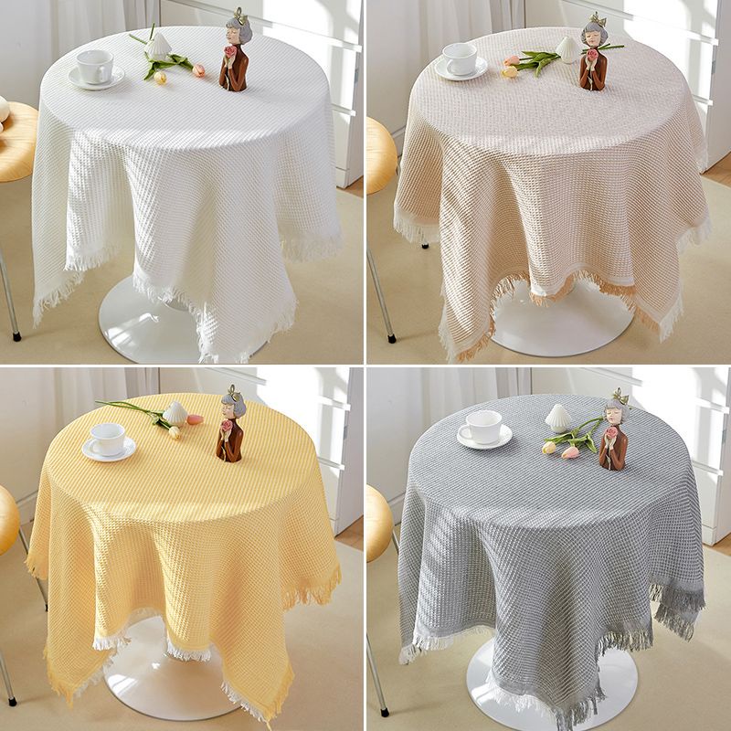 Style Cotton Linen French Tablecloth Small Round Table Light Luxury ...
